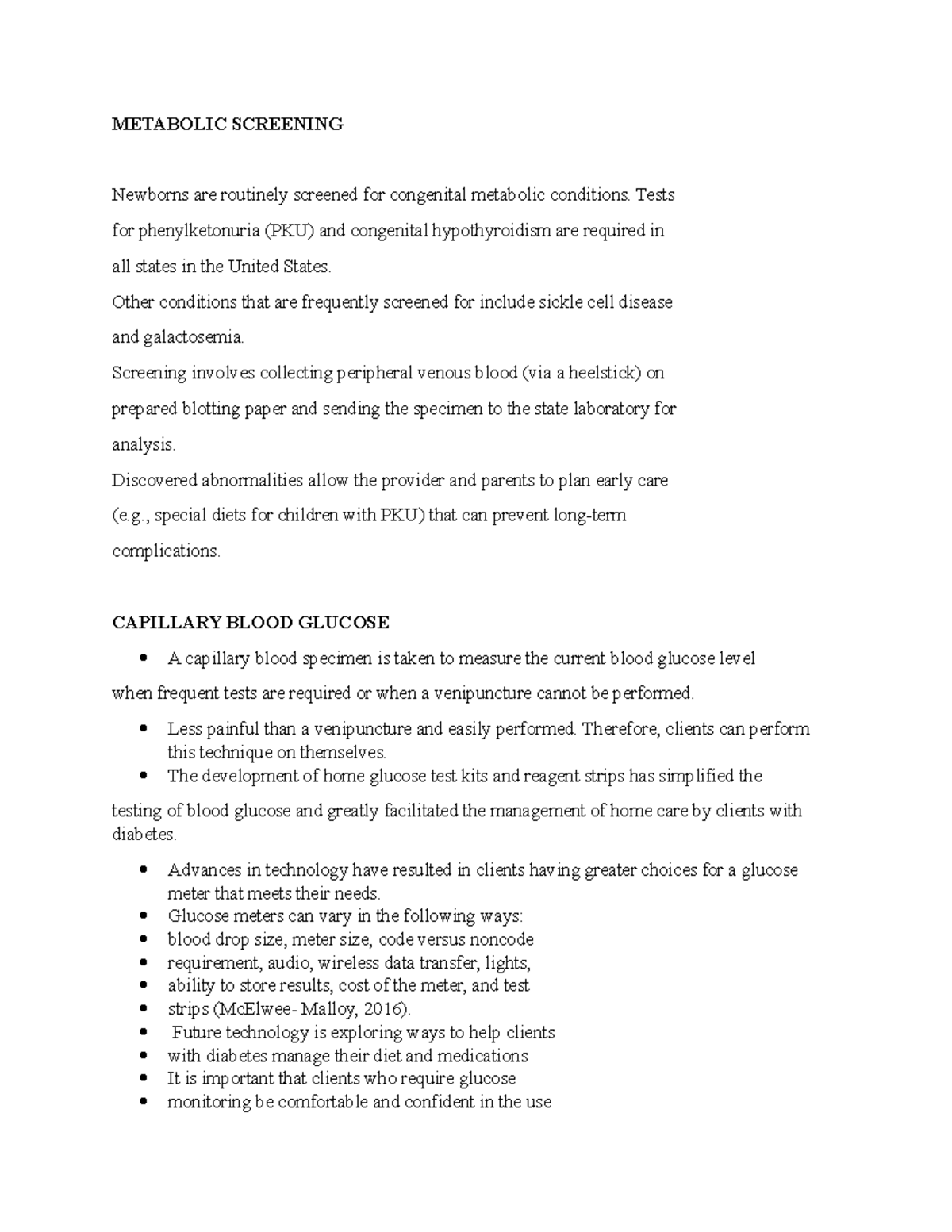 Metabolic Screening - METABOLIC SCREENING Newborns are routinely ...