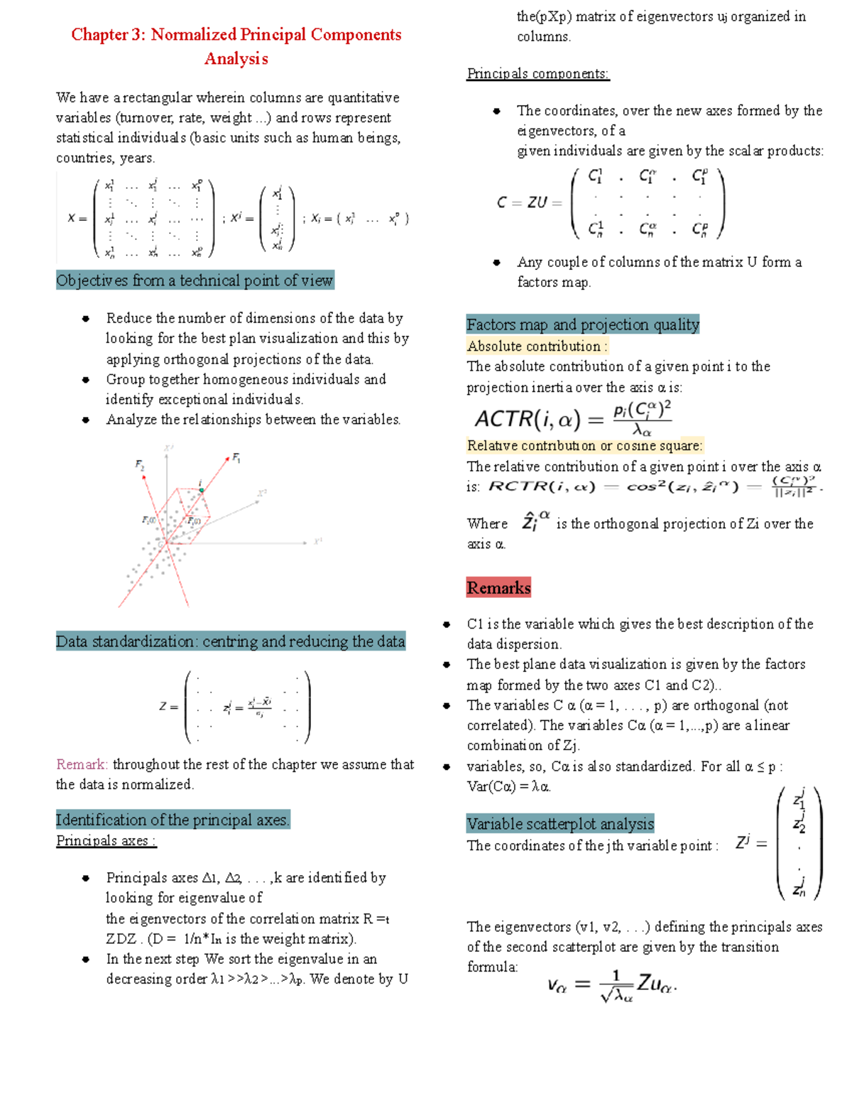 Chapter 3 Normalized Principal Components Analysis - ..) and rows represent statistical ...