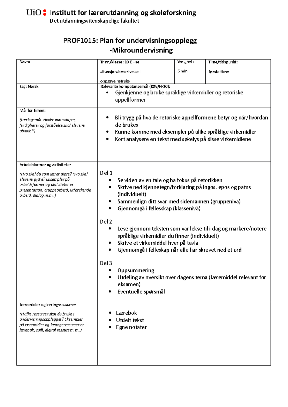 Mikroundervisning - Institutt for lærerutdanning og skoleforskning Det utdanningsvitenskapelige ...