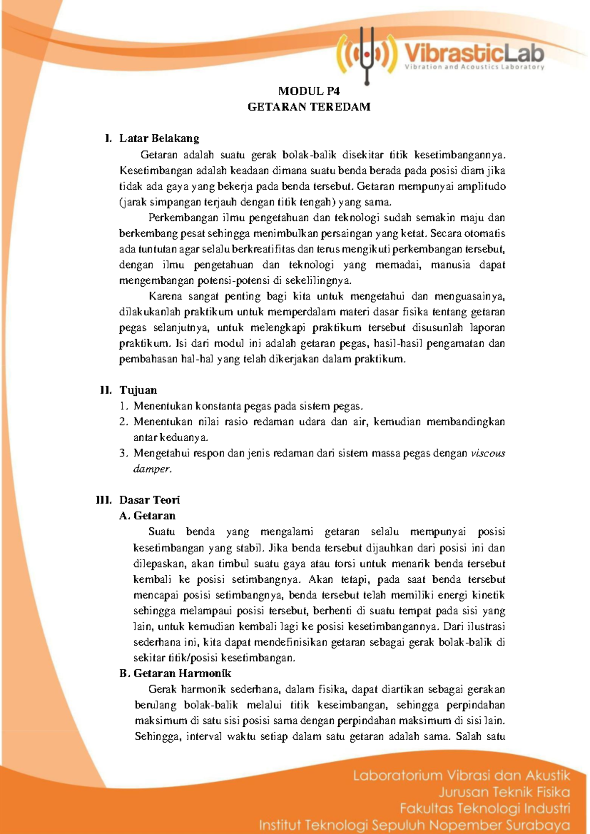 Modul P4 Pegas Getaran 2022 - MODUL P GETARAN TEREDAM I. Latar Belakang ...