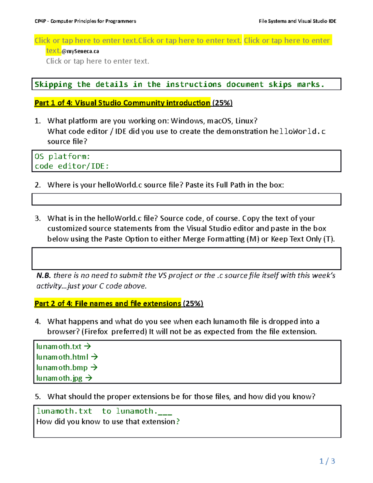 CP4P Week01 Activity - CP4P - Computer Principles for Programmers File Systems and Visual Studio ...