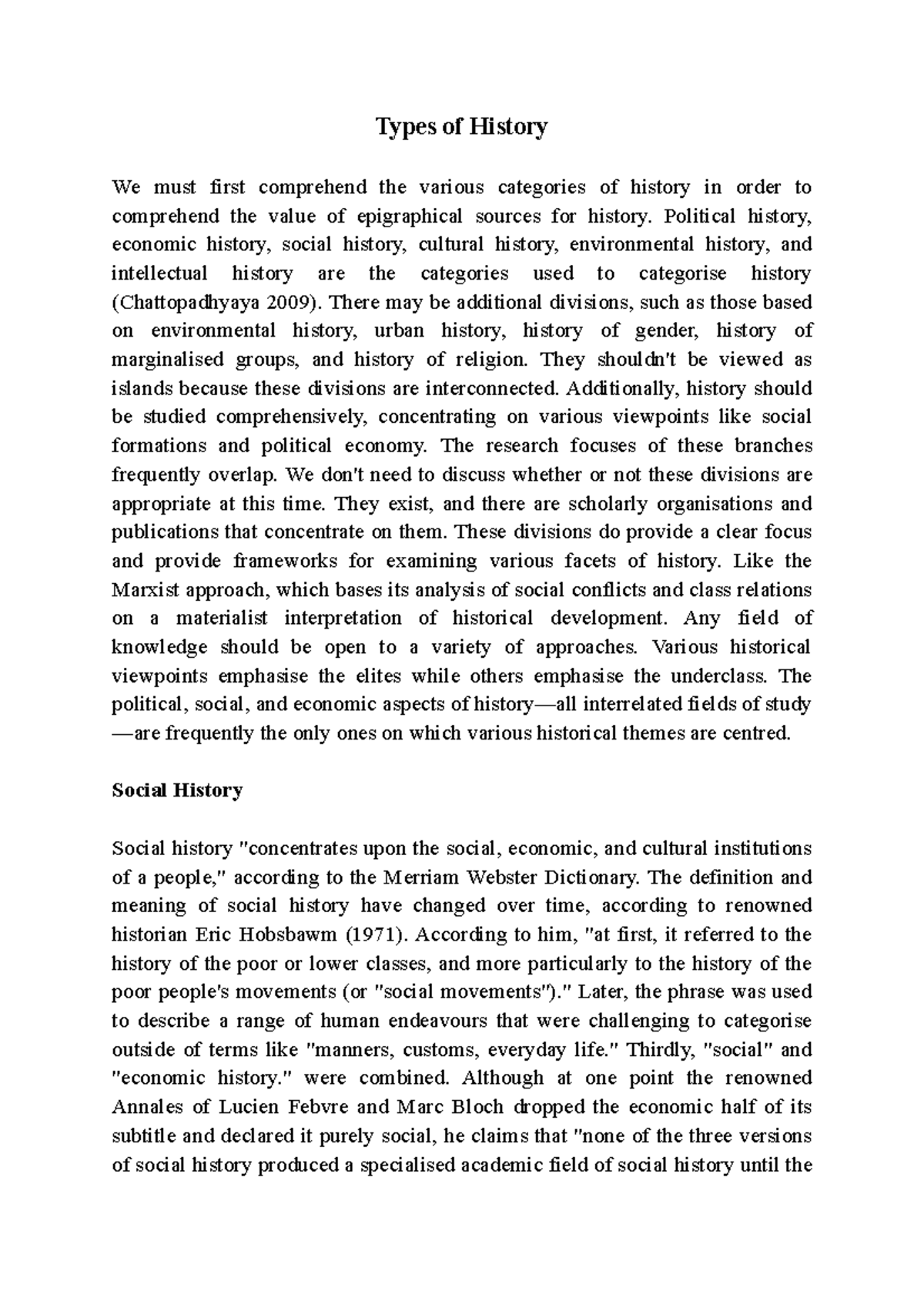 Types of History - Political history, economic history, social history ...