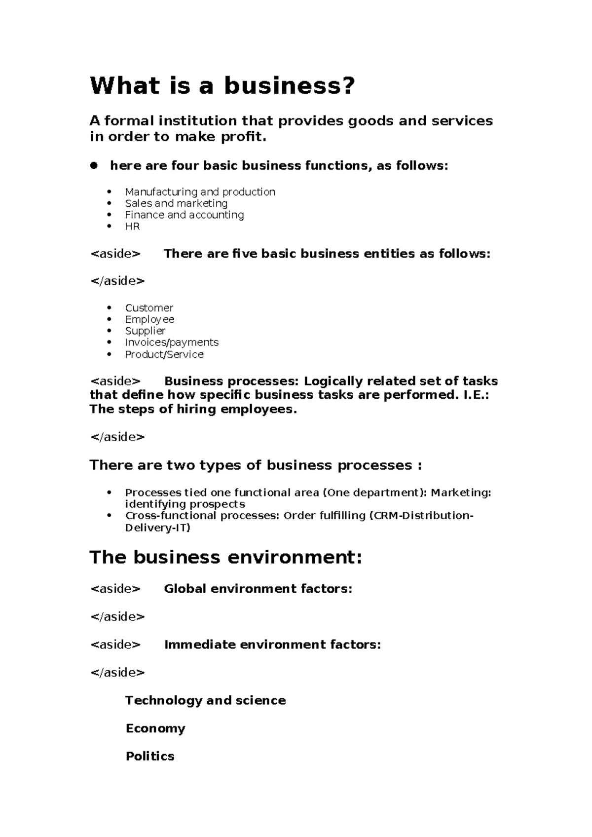 MIS study notes CH.2 11e - What is a business? A formal institution ...