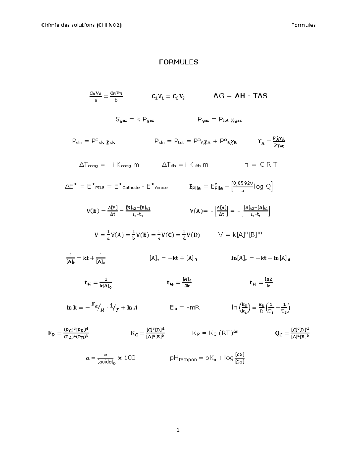 Formules N02 - H23 - formulas - Chimie des solutions (CHI N02) Formules ...