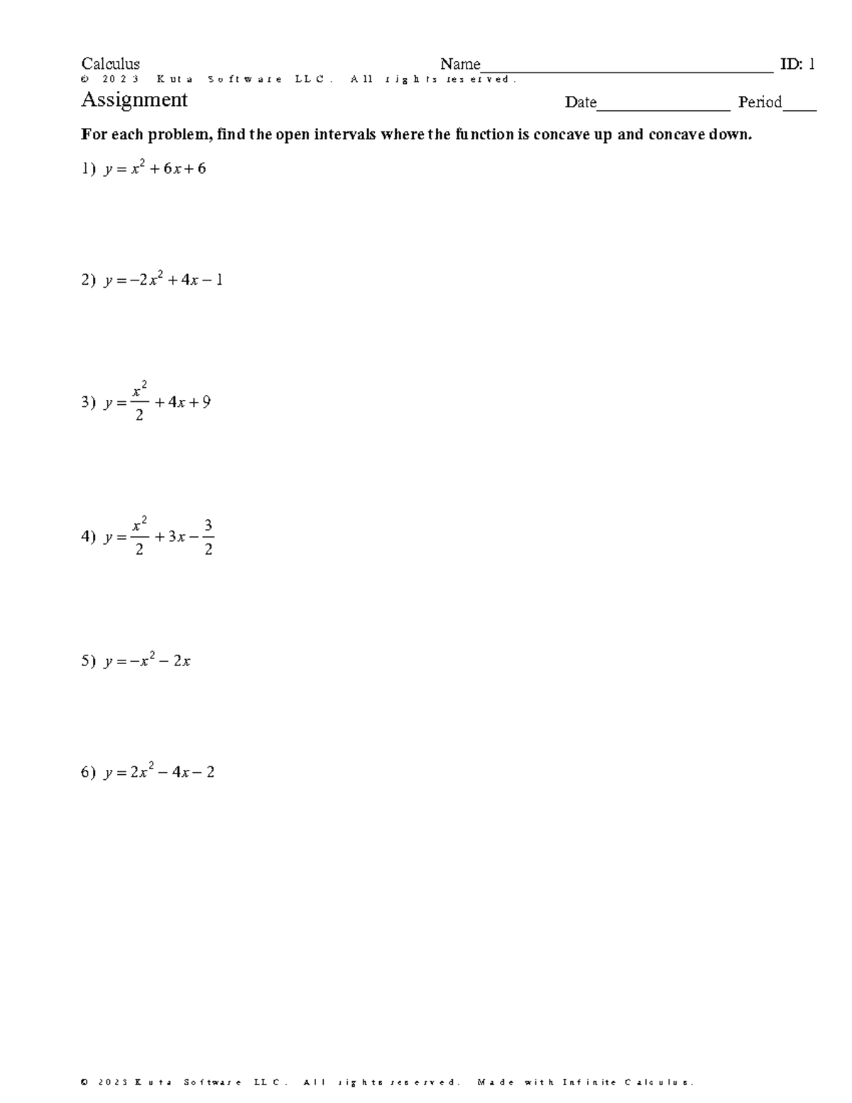 Concavity Worksheet - math notes - ©_ p 2 c 0 d 2 k 3 i ^KWuBtRaK ...