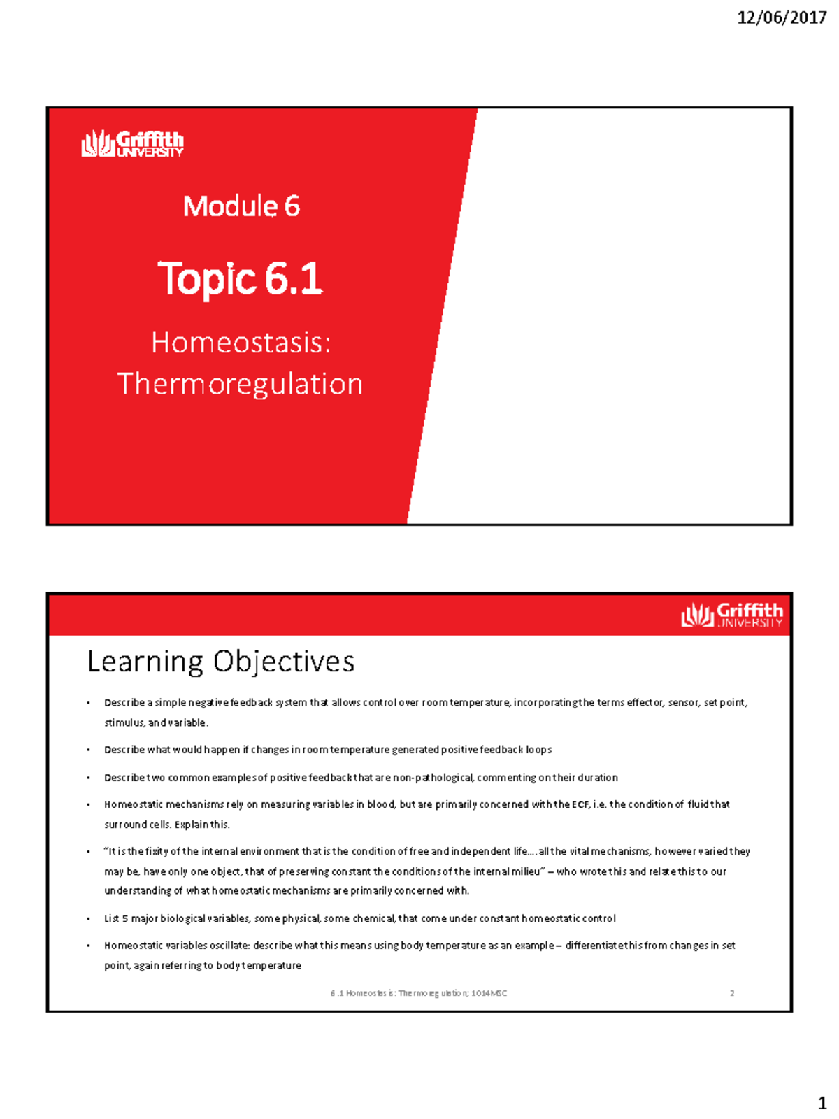 Topic 6 - The Following document is the document for 1st module - Module 6 Topic 6. Homeostasis ...