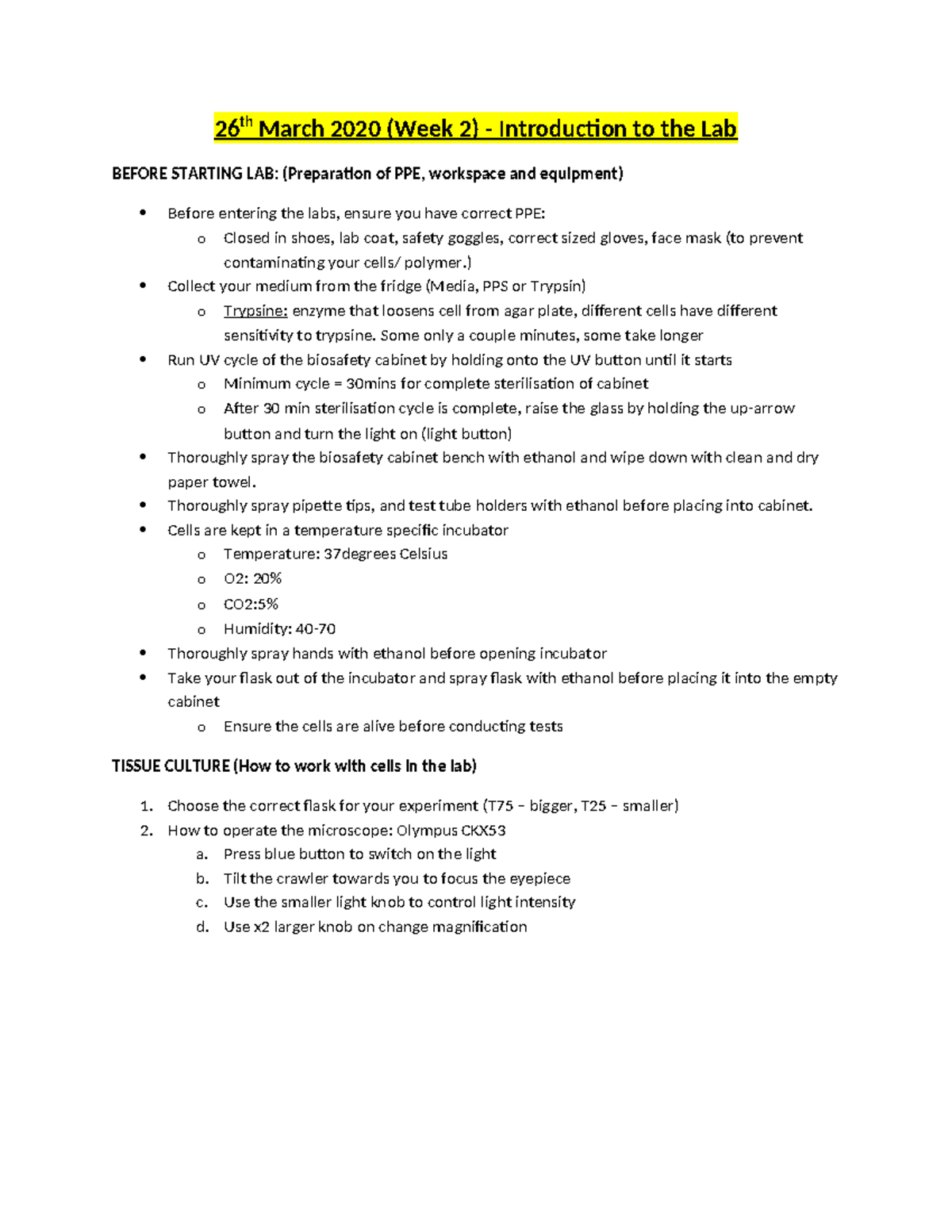 Biomedical Polymers - Lab Notes Part A - 26 th March 2020 (Week 2 ...