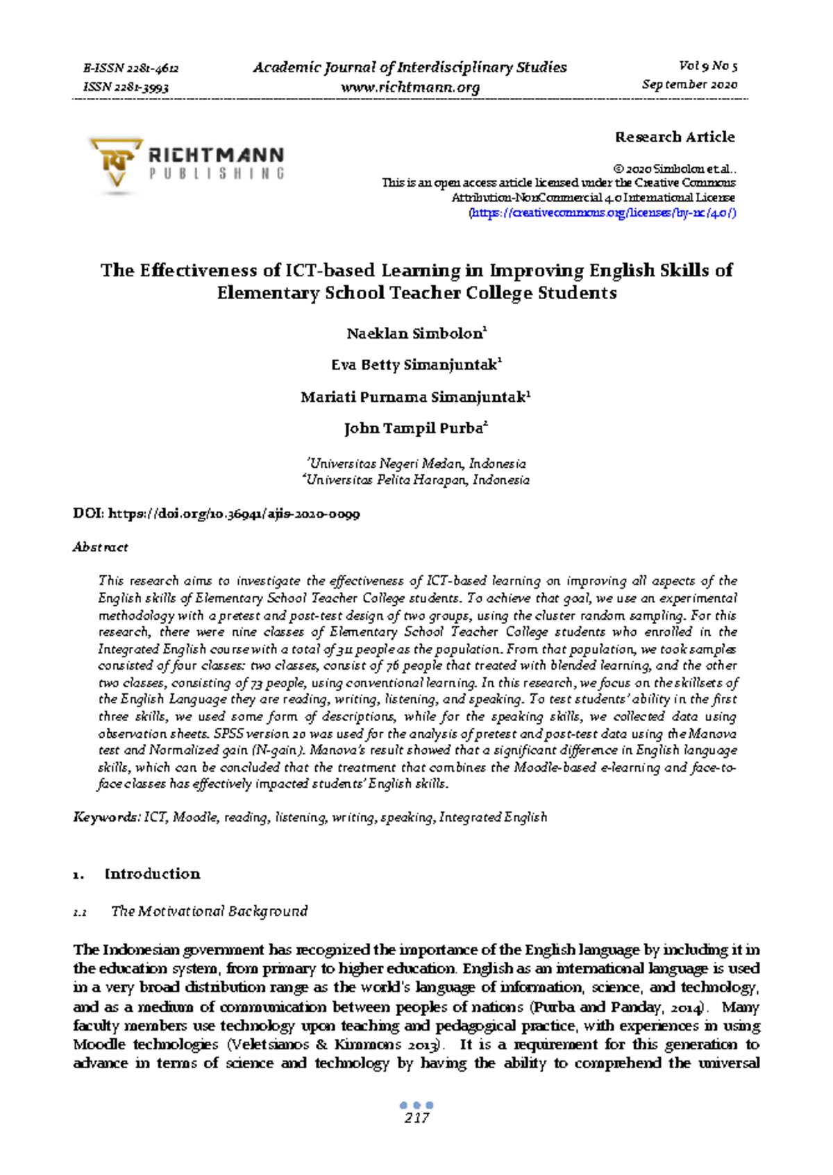 The Effectiveness of ICT based Learning - E-ISSN 2281- ISSN 2281 ...