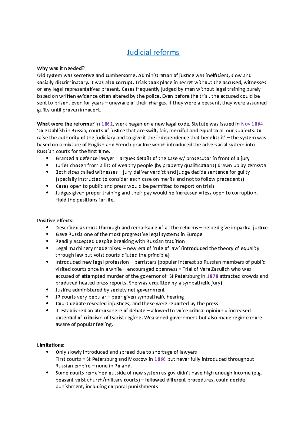 Alexander II s Reforms - AQA A level history - Tsarist and Communist Russia (1855-1964) summary ...