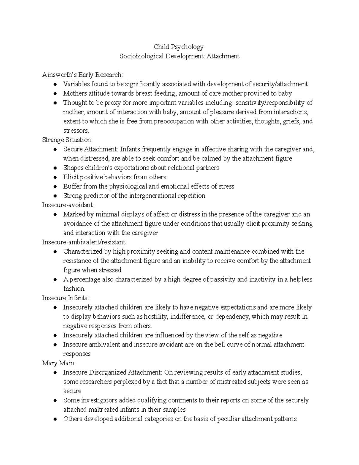 Child Psychology 2 - Sociobiological Development and Attachment - Child ...