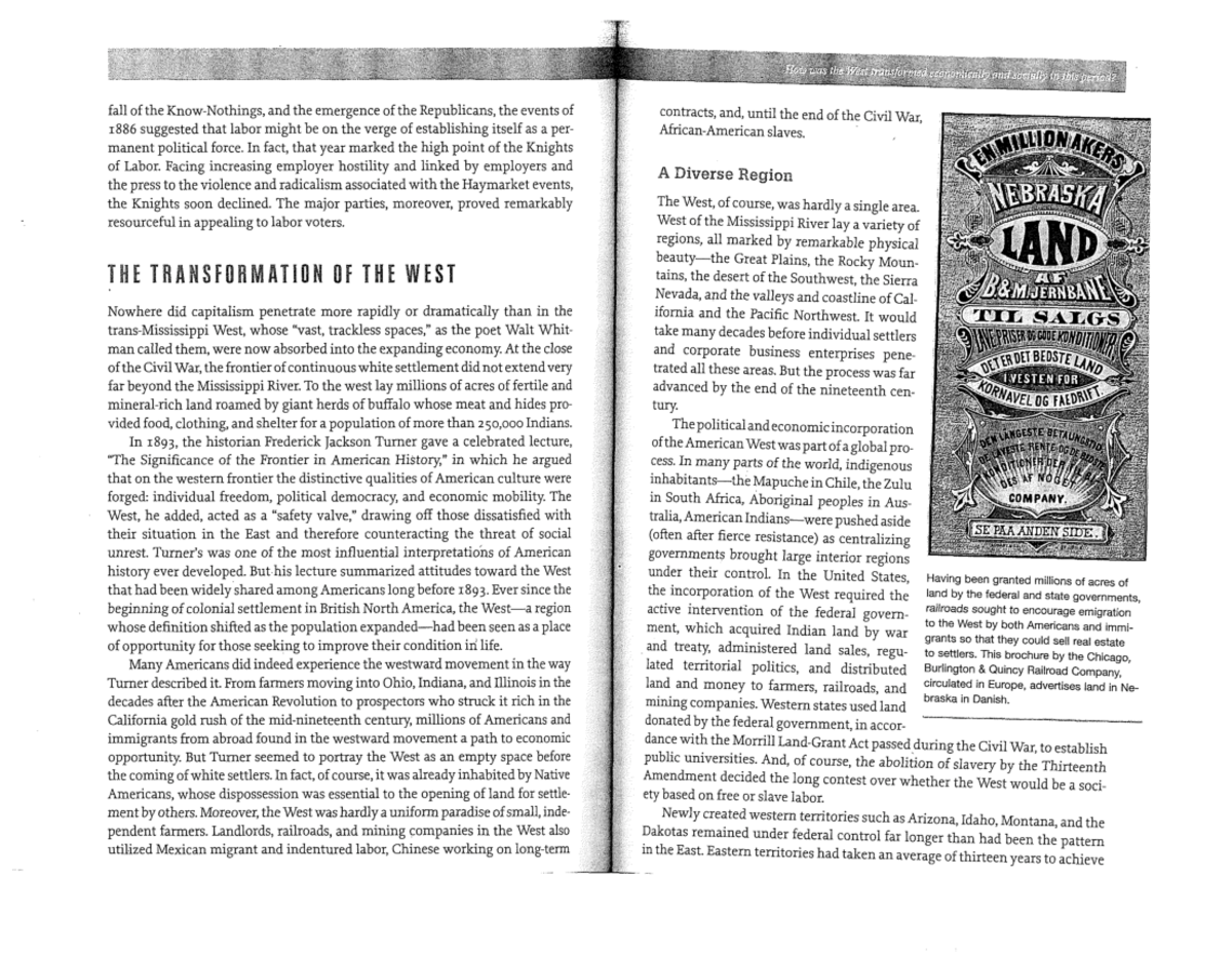 RQ1 - Transformation of the West - HIST 1302 - Studocu