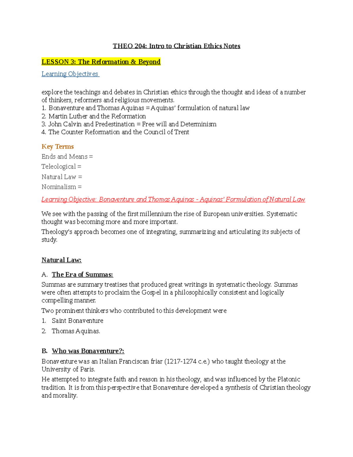 THEO204 Lesson 3 - Very good - THEO 204: Intro to Christian Ethics ...