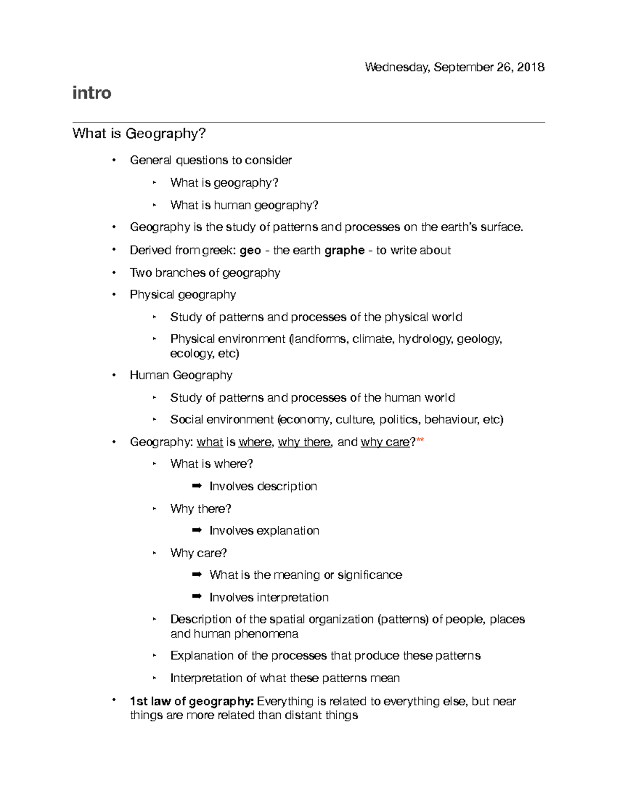 Geo notes copy - intro What is Geography? General questions to consider ...