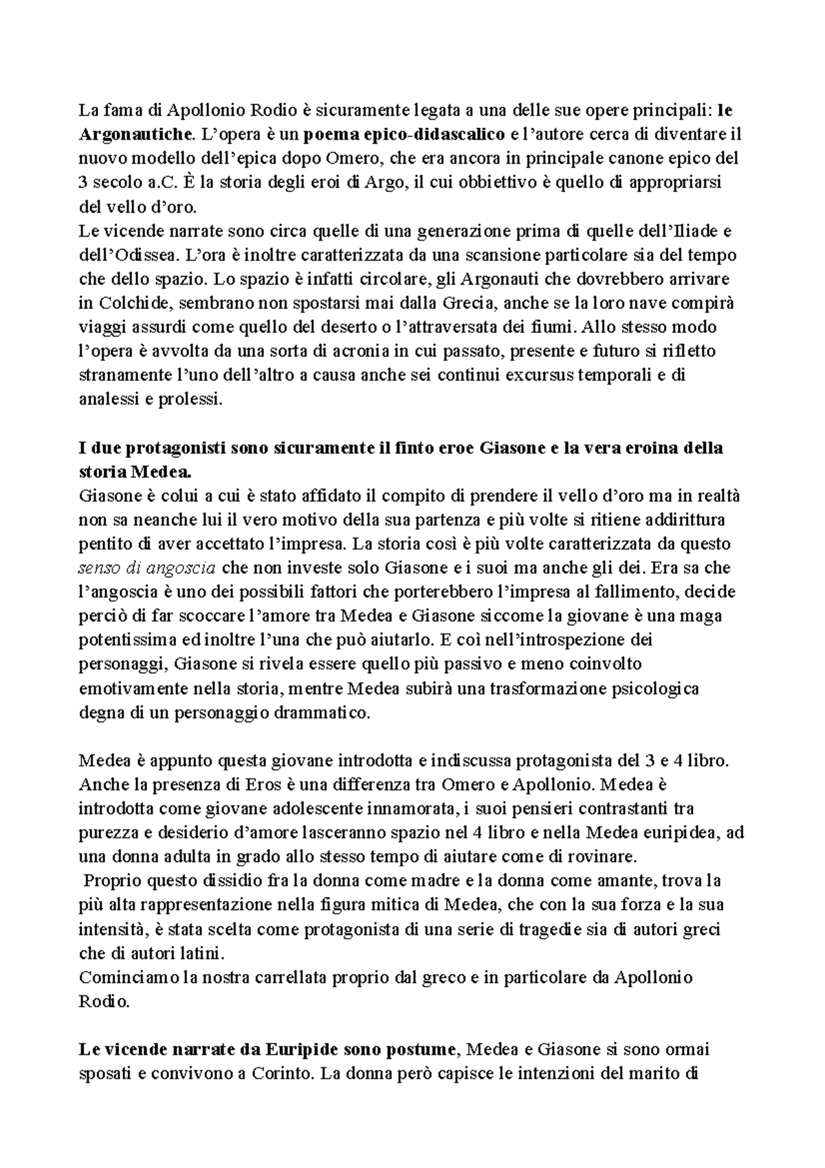 Apollonio Rodio la Medea - La fama di Apollonio Rodio è sicuramente ...