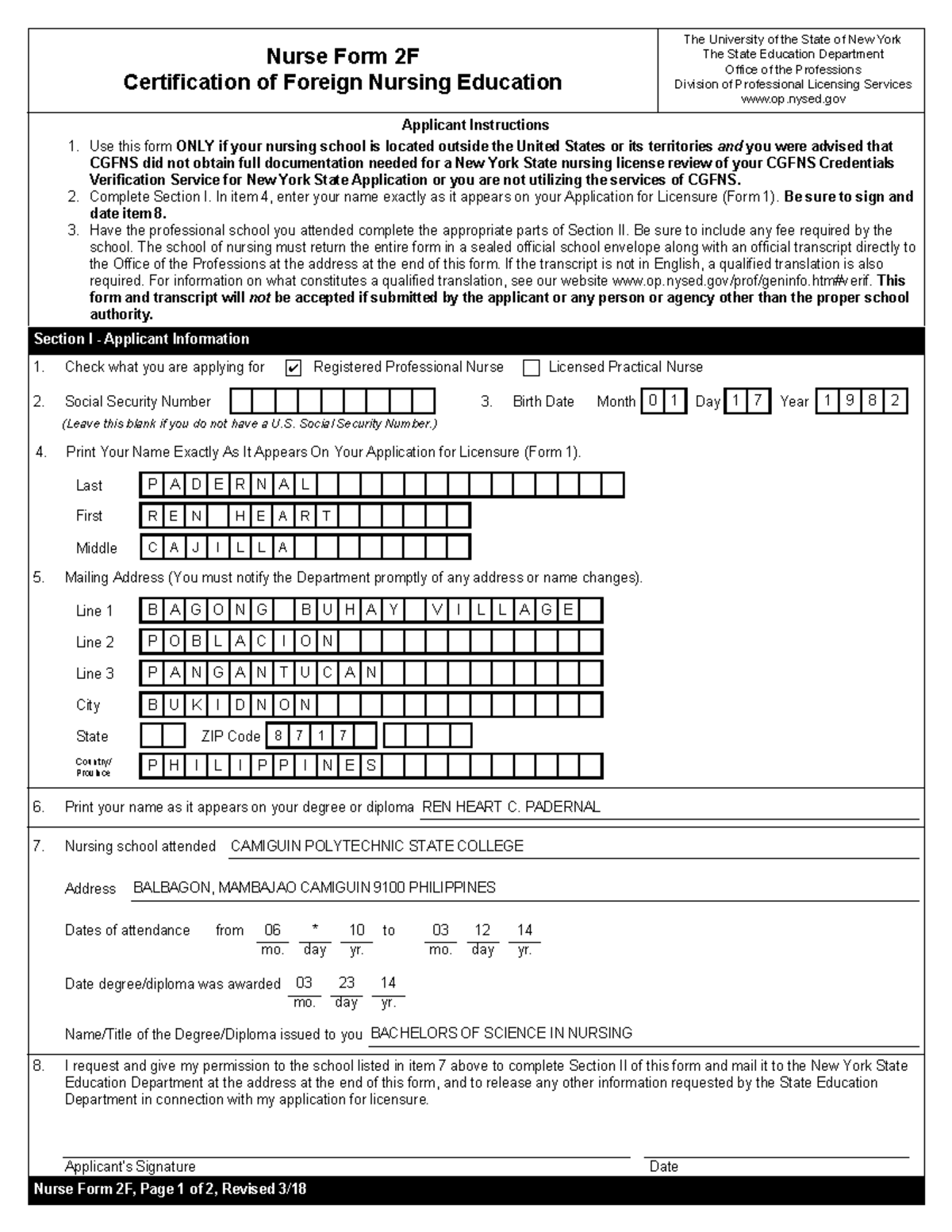 Nurse 2f - efwaf - The University of the State of New York The State ...