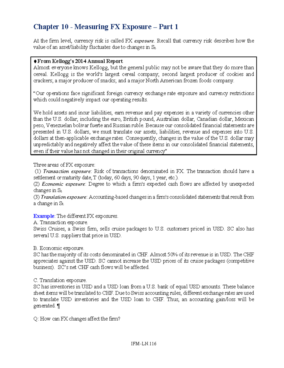 Measuring FX Exposure – Part 1 - Chapter 10 - Measuring FX Exposure ...