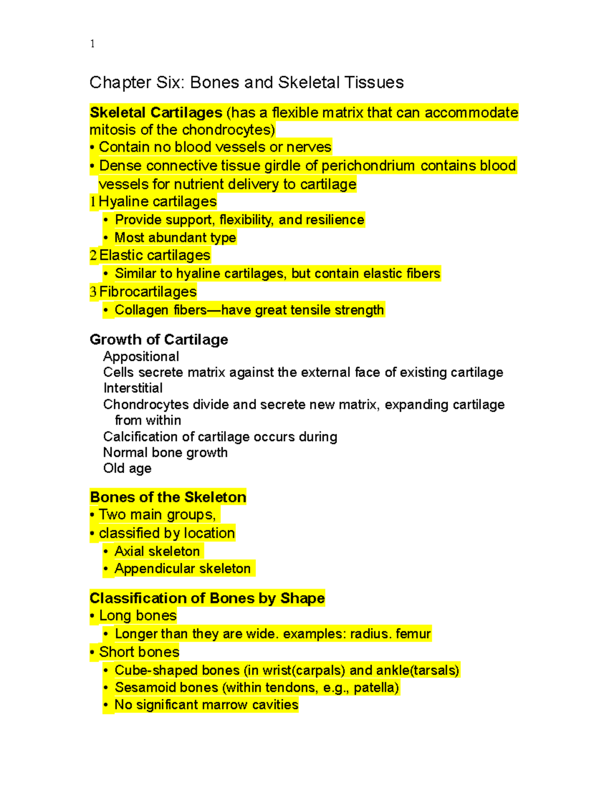 A&P I - Bones & Skeletal Tissues - Chapter Six: Bones and Skeletal ...
