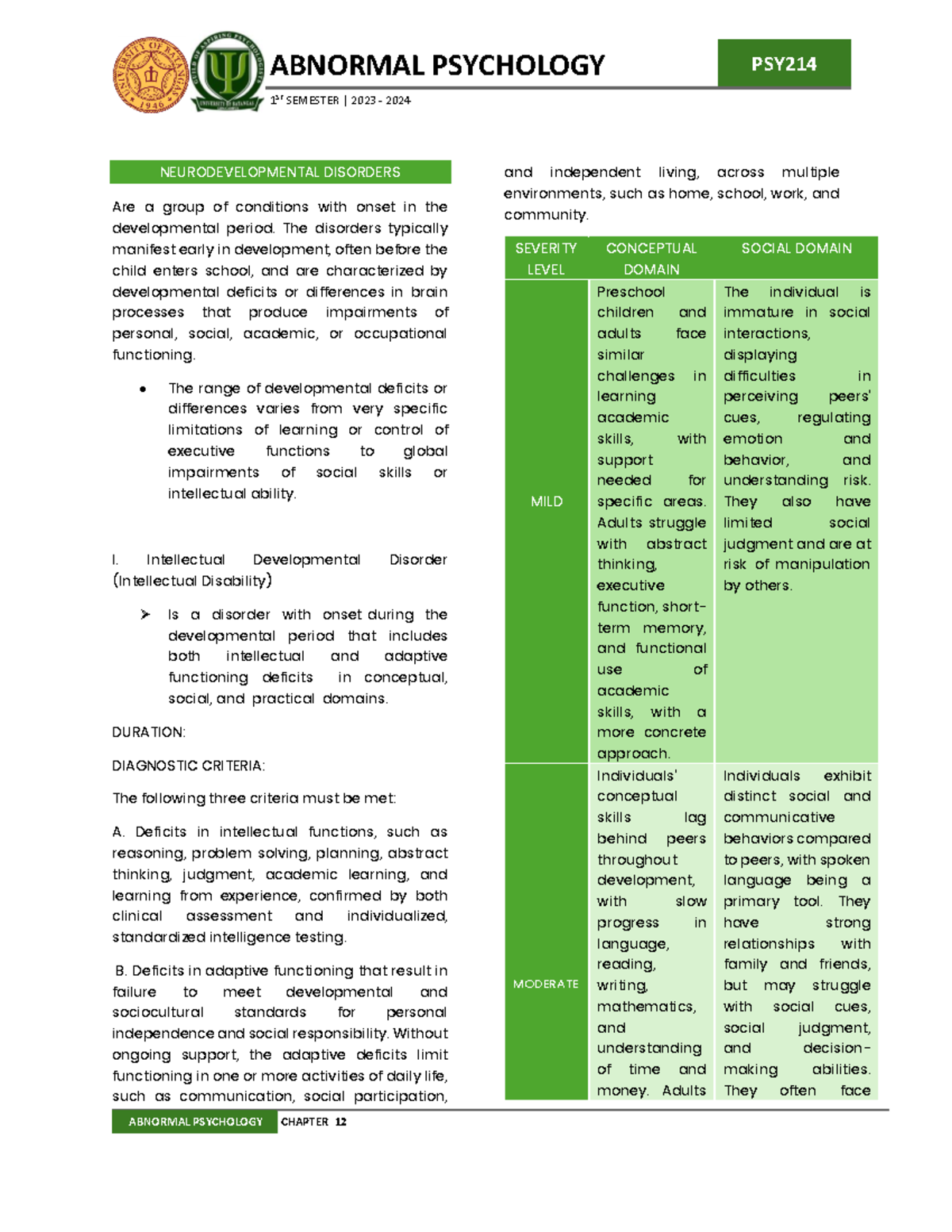 Abpsych- Reviewer Lesson-12 - 1 ST SEMESTER | 2023 - 2024 ...