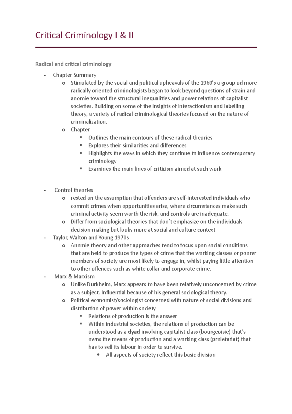 Critical Criminology - Reading - Critical Criminology I & II Radical ...