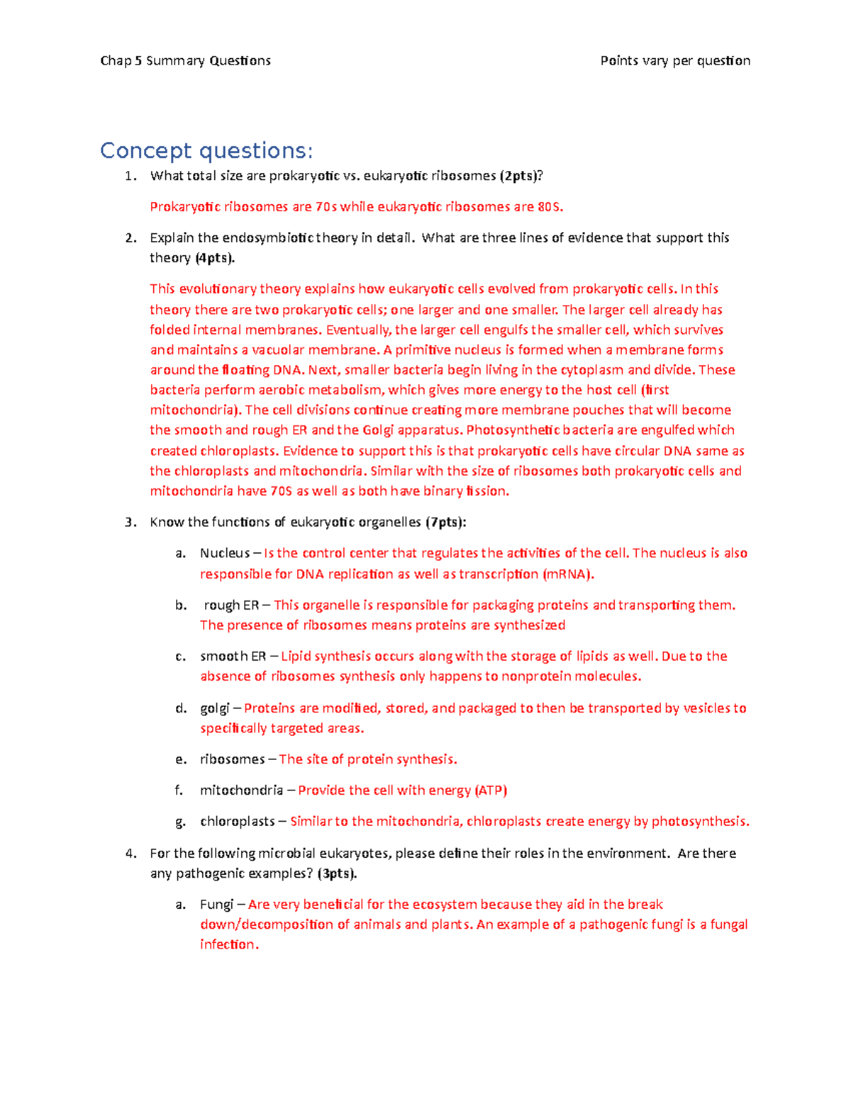 Chap 5 Summary Questions - Chap 5 Summary Questions Points vary per ...