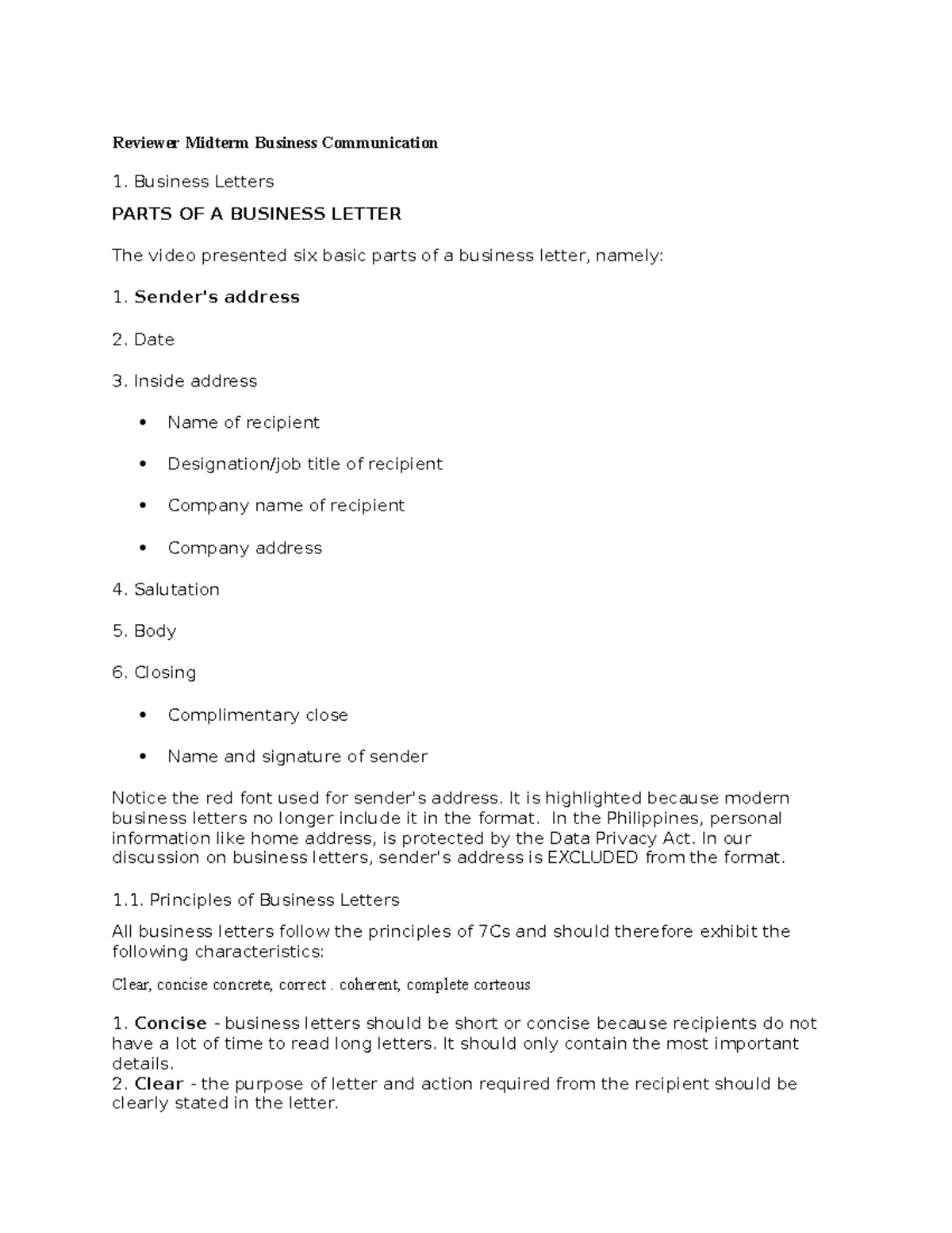 Reviewer Midterm Business Communication - Reviewer Midterm Business ...