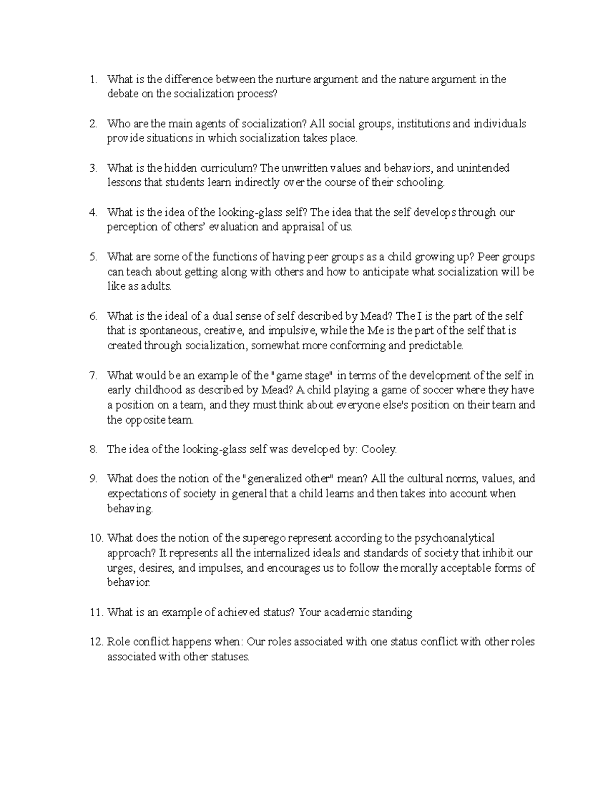 Sociology quiz 3 - a quiz on socialization - What is the difference ...