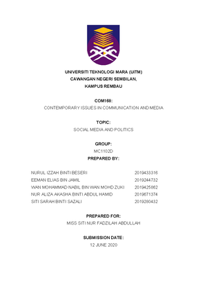 INDIVIDUAL ASSIGNMENT - FACULTY OF COMMUNICATION AND MEDIA STUDIES ...