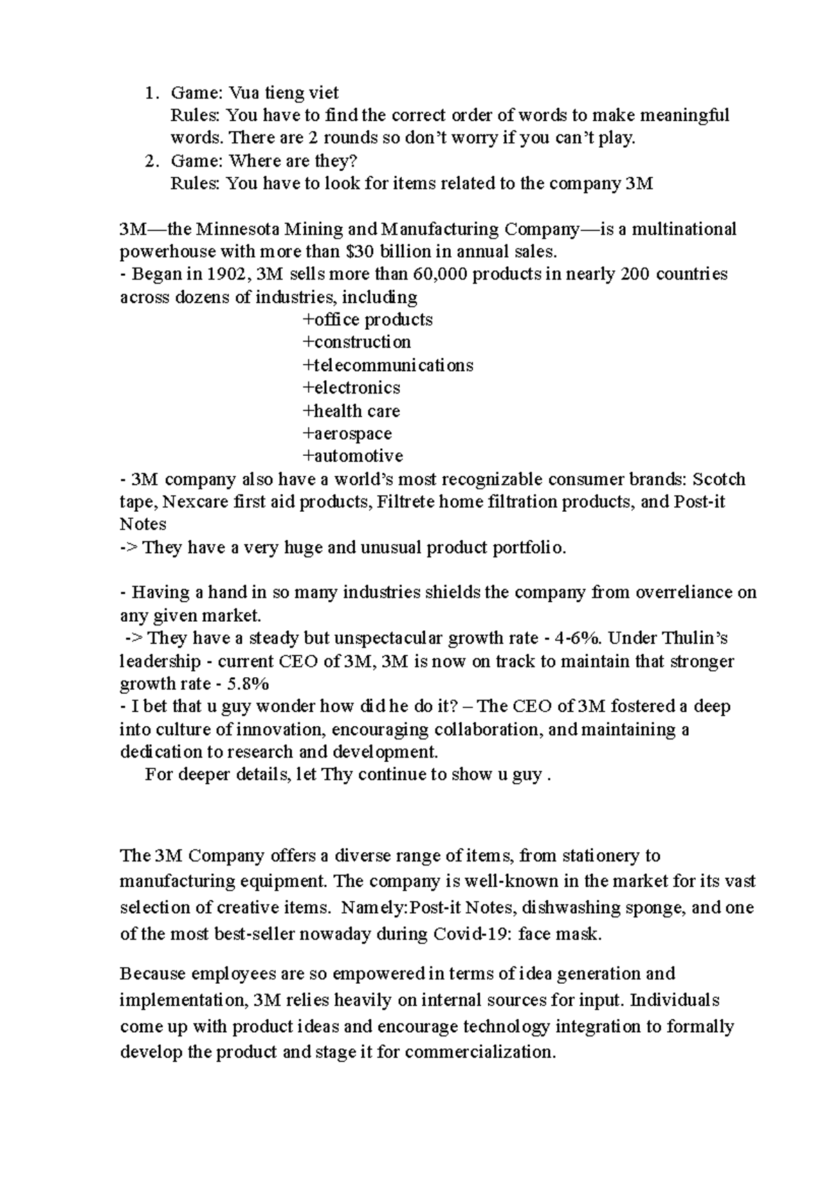 3M employs the New Product Development Strategy on a regular basis by ...