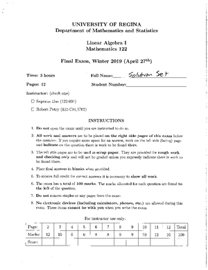 MATH 122 notes-2 - Notes on Linear Algebra - MATH 122 - Studocu