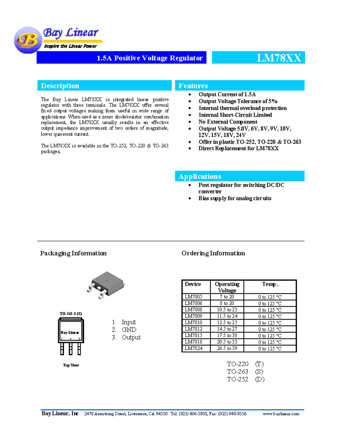 LM7805 - pieza - 1 Positive Voltage Regulator LM78XX Packaging ...