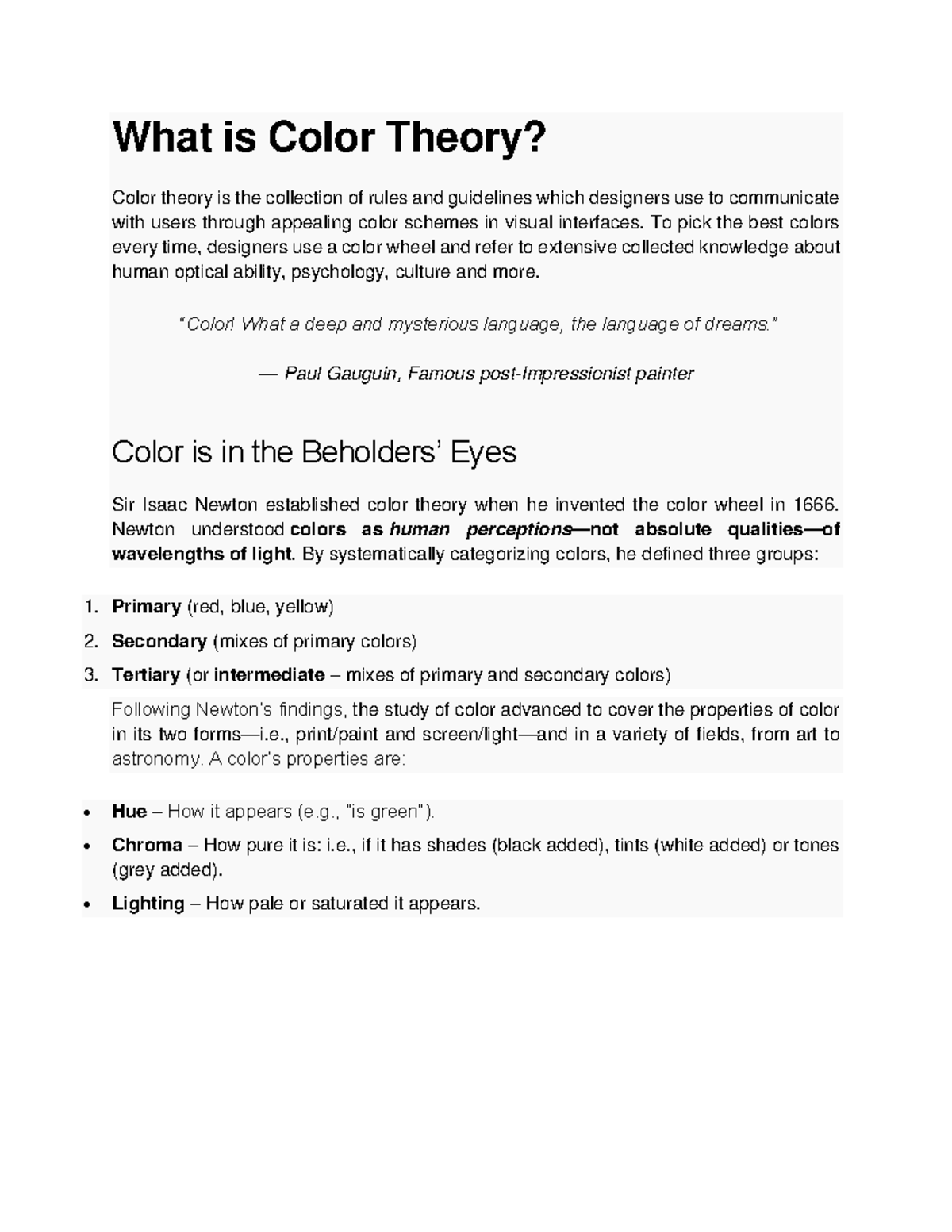 Typography And Design What Is Color Theory Color Theory Is The