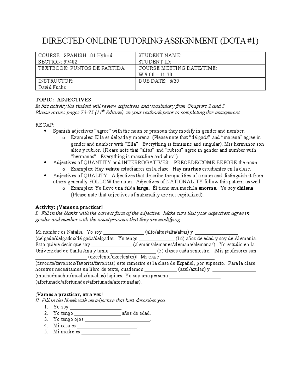 101 DOTA 1 Adjectives - DOOTA - DIRECTED ONLINE TUTORING ASSIGNMENT ...