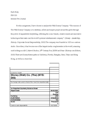 FIN 320 Project Two Financial Analysis Report - Financial Calculations ...