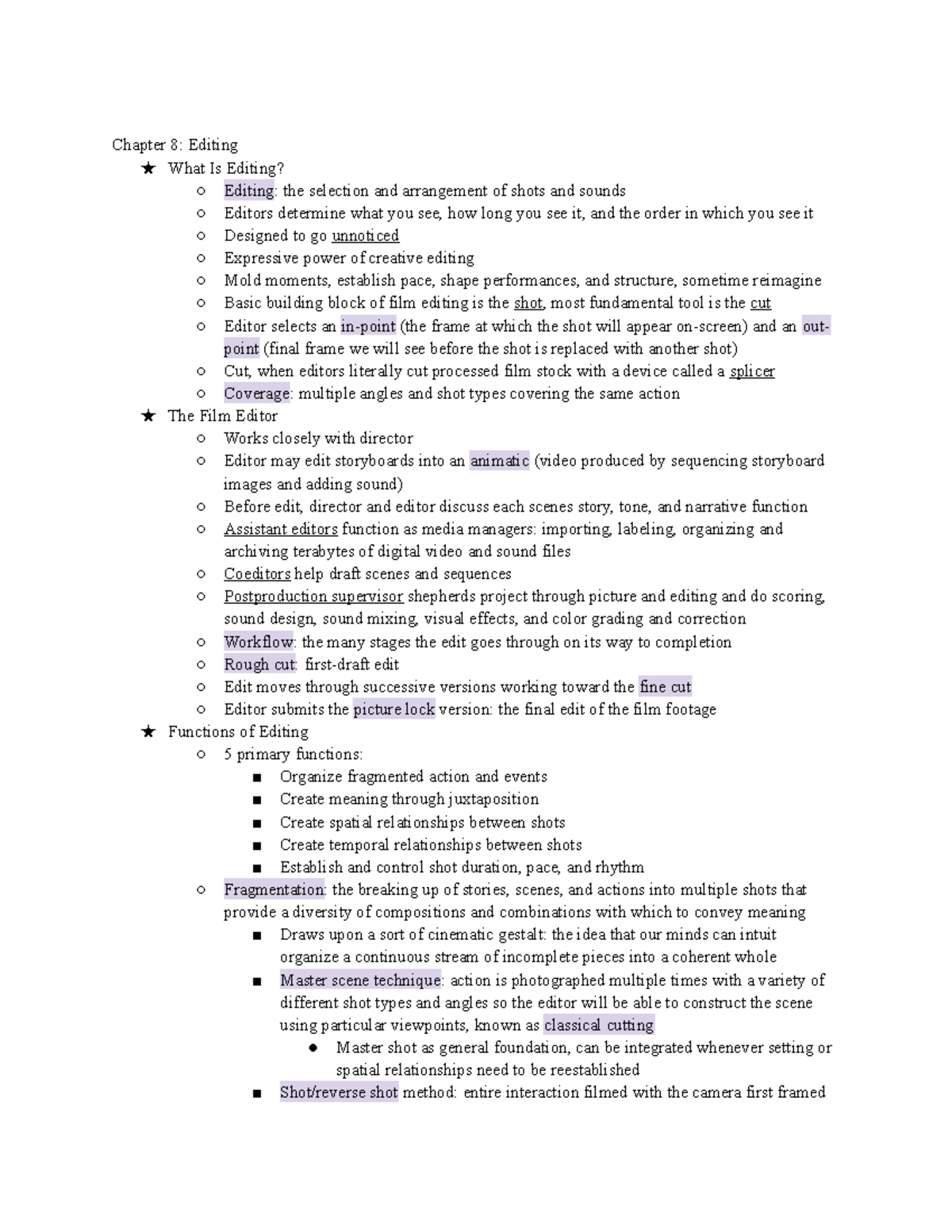 Chapter 8 Editing notes - Chapter 8: Editing ★ What Is Editing? Editing ...