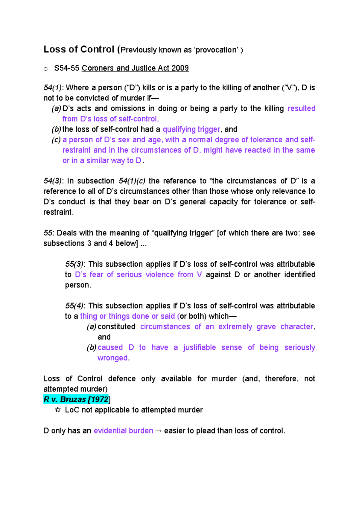Loss of Control - 54(3): In subsection 54(1)(c) the reference to “the ...