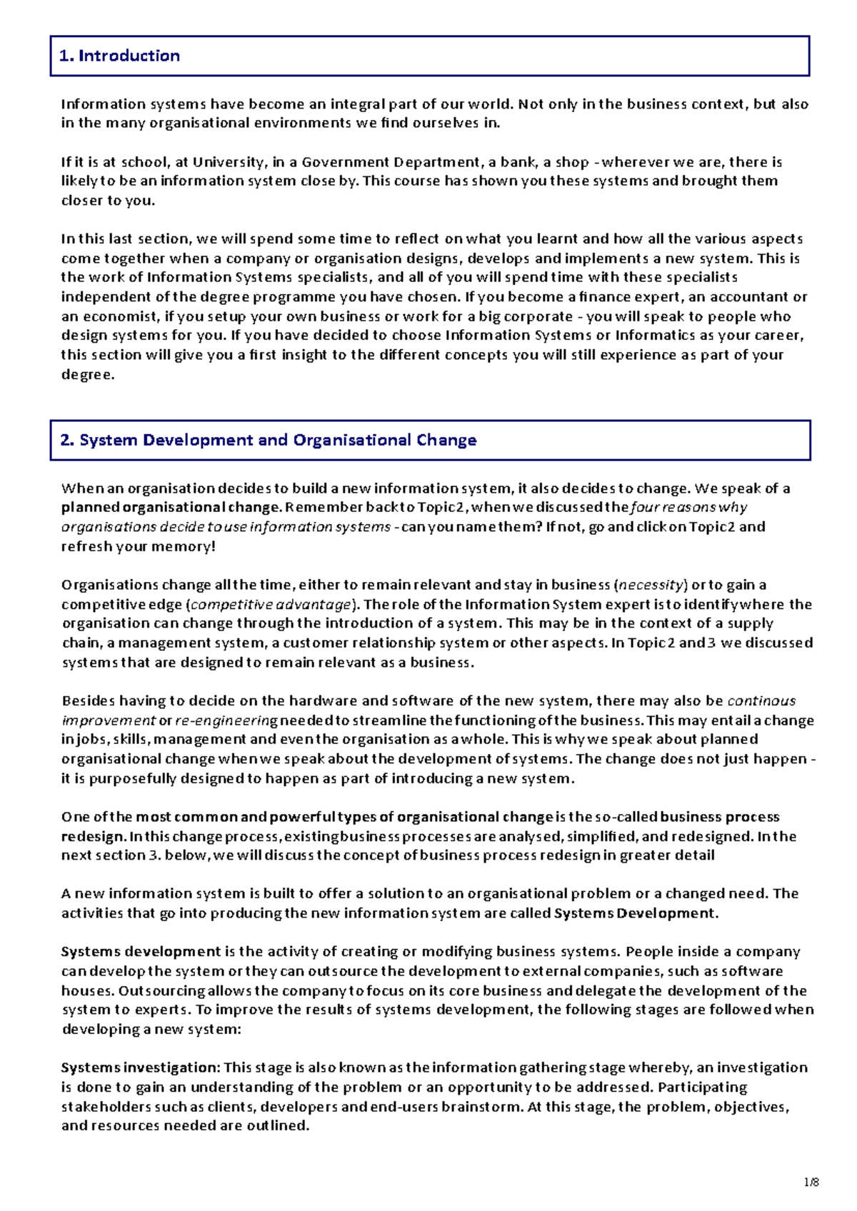 Topic 10 Lecture Notes Information Systems Have Become An Integral Part Of Our World Not Only