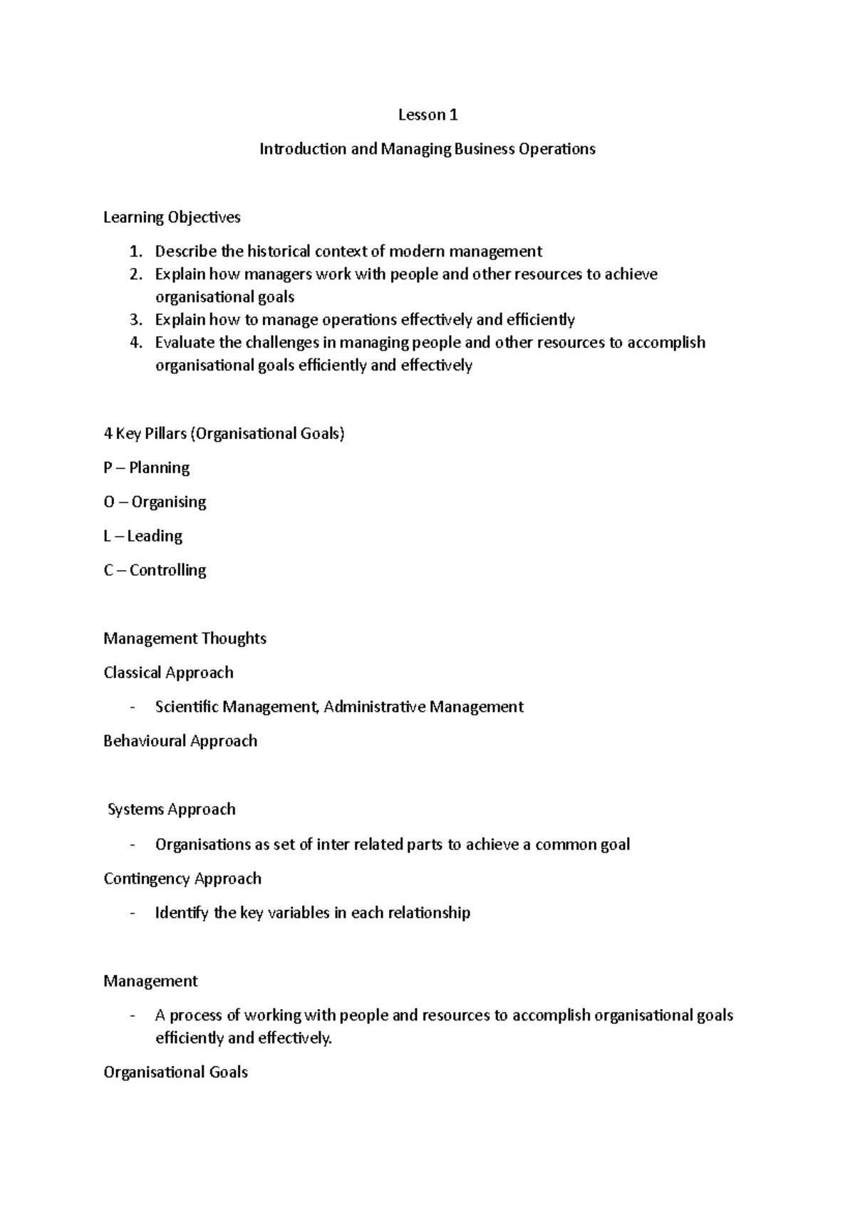 Lesson 1 - Intro to Management Principles and Managing Business ...