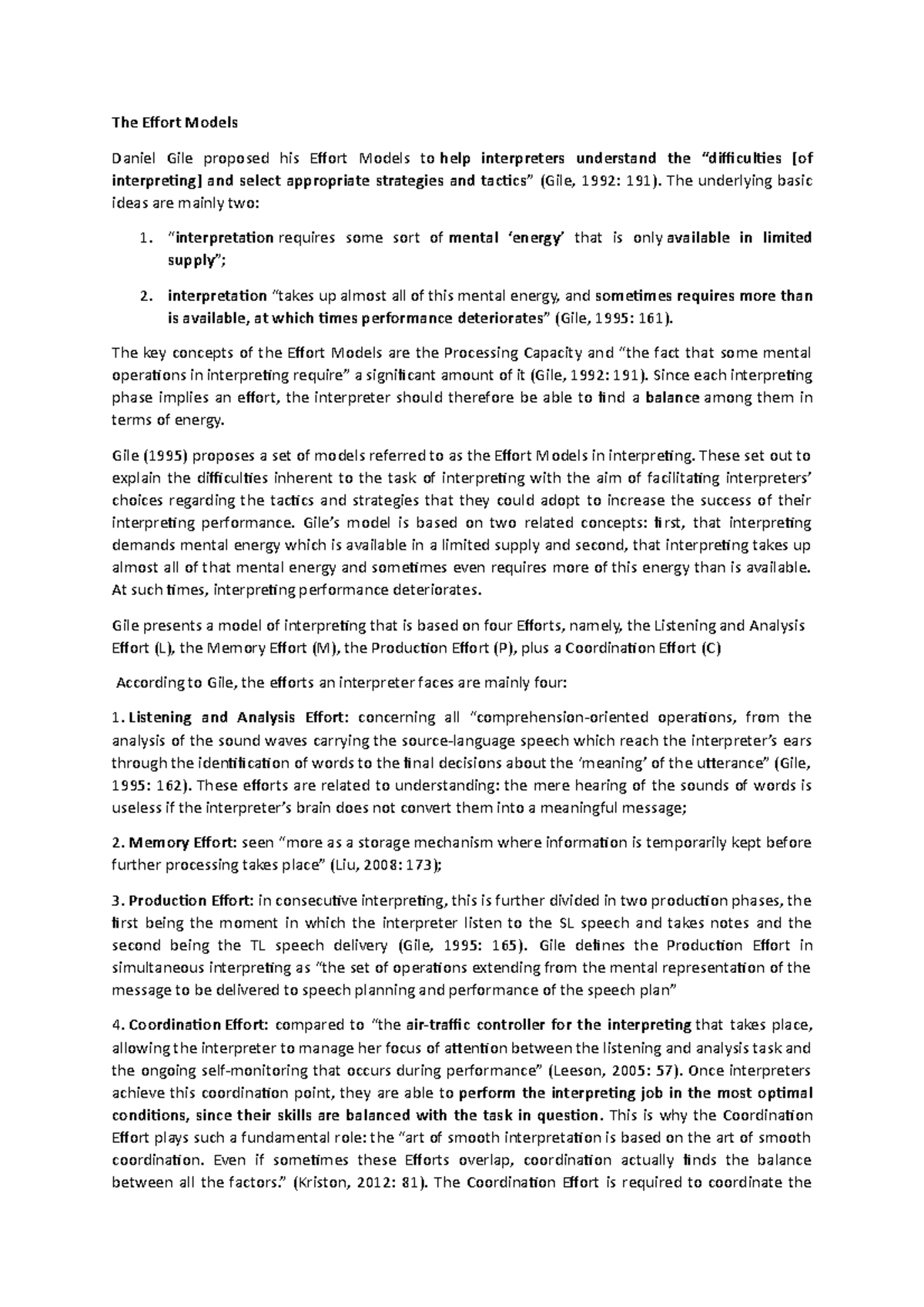 The Effort Models - The Effort Models Daniel Gile proposed his Effort ...