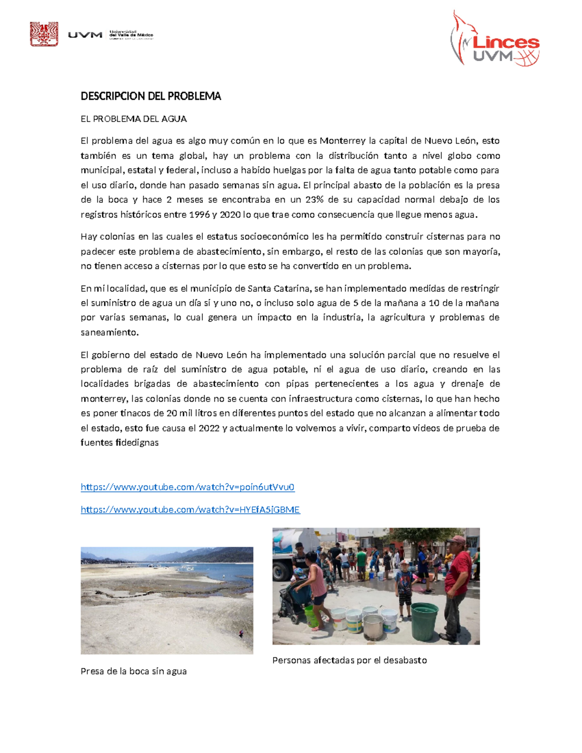 WORD - Nodos y rutas - DESCRIPCION DEL PROBLEMA EL PROBLEMA DEL AGUA El ...