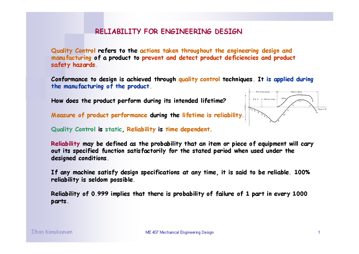10-Reliability for Engineering Design - ME 407 Mechanical Engineering ...