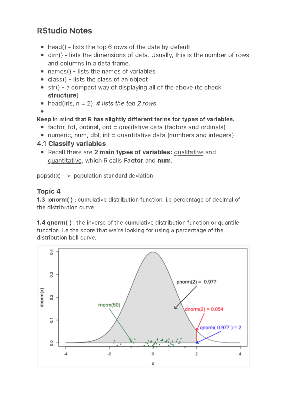 RStudio Notes - RStudio Notes head() - lists the top 6 rows of the data ...