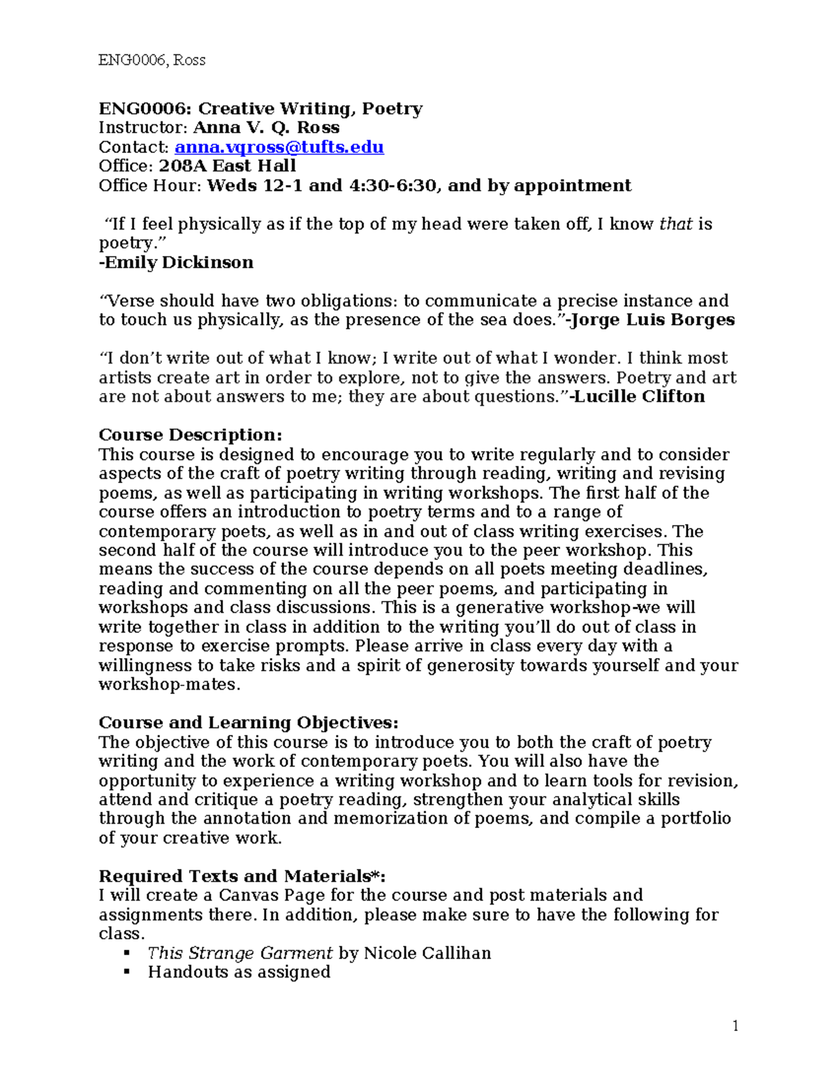 ENG0006 Syllabus, Spring '24 - ENG0006: Creative Writing, Poetry ...