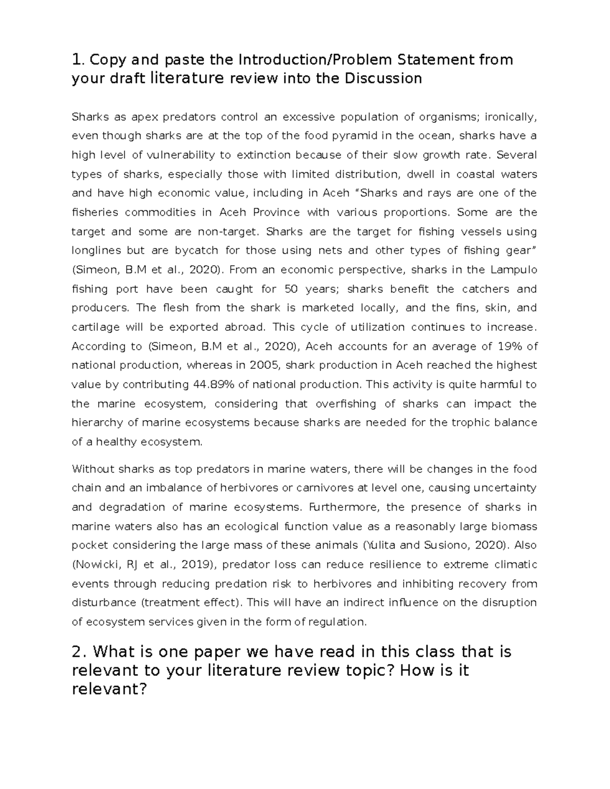 Week 6 Discussion - 1. Copy and paste the Introduction/Problem ...