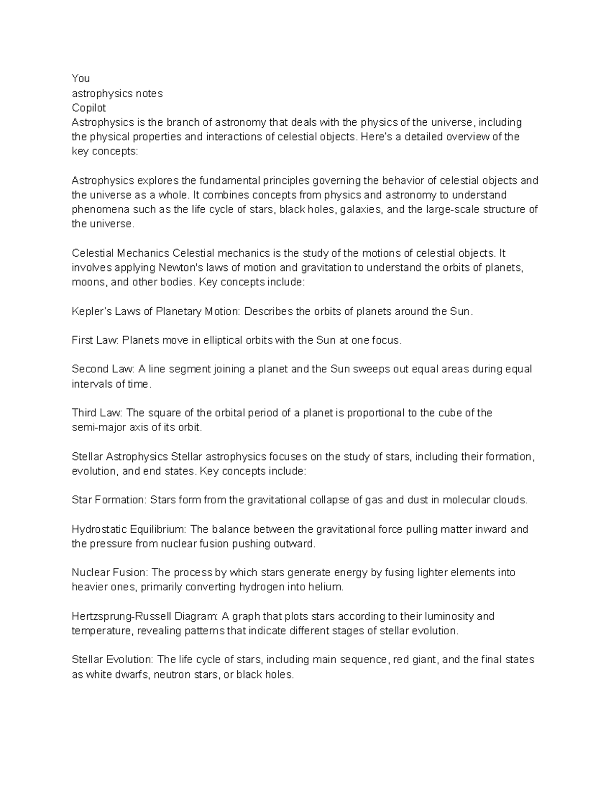 Astrophysics fundamentals - You astrophysics notes Copilot Astrophysics ...