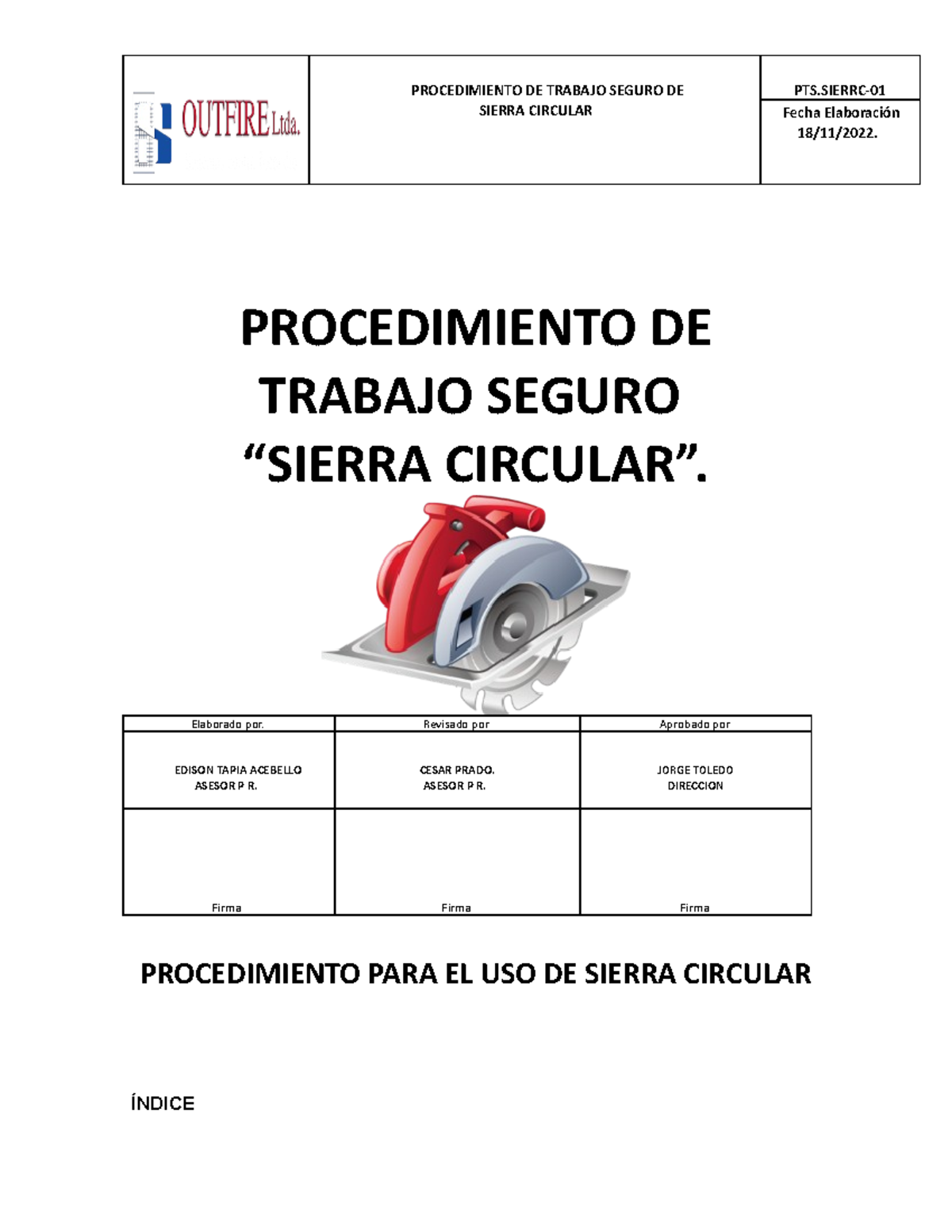 PTS Sierrc-01 Sierra Circular Rev ITO 01 - SIERRA CIRCULAR Fecha Elaboración 18/11/2022. - Studocu