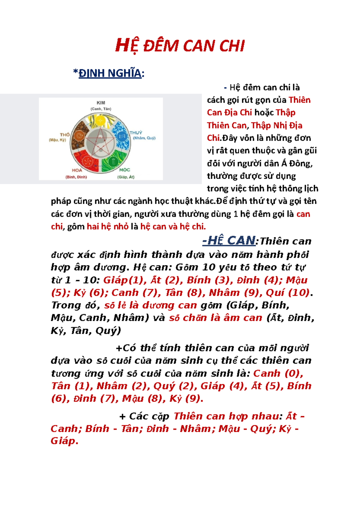 HỆ ĐẾM CAN CHI - XCVBJ - H Ệ ĐẾẾM CAN CHI *Đ NH NGHĨAỊ : H ệđếếm can chi là cách g i rút g n c ...