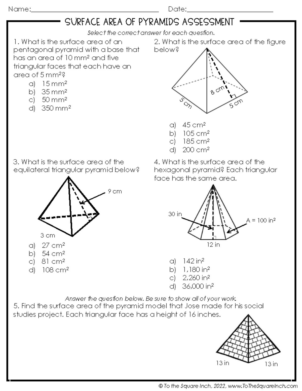 Assessment Area Of Pyramid Student - Name ...