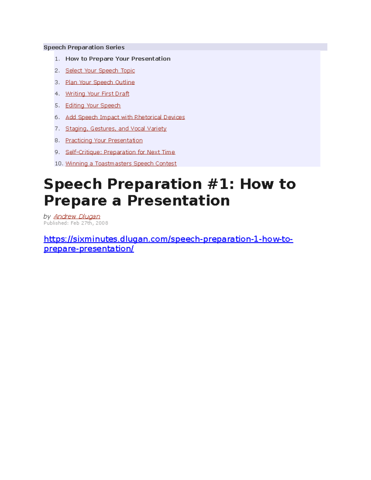 Speech Preparation Series 1 - How to Prepare Your Presentation 2 ...