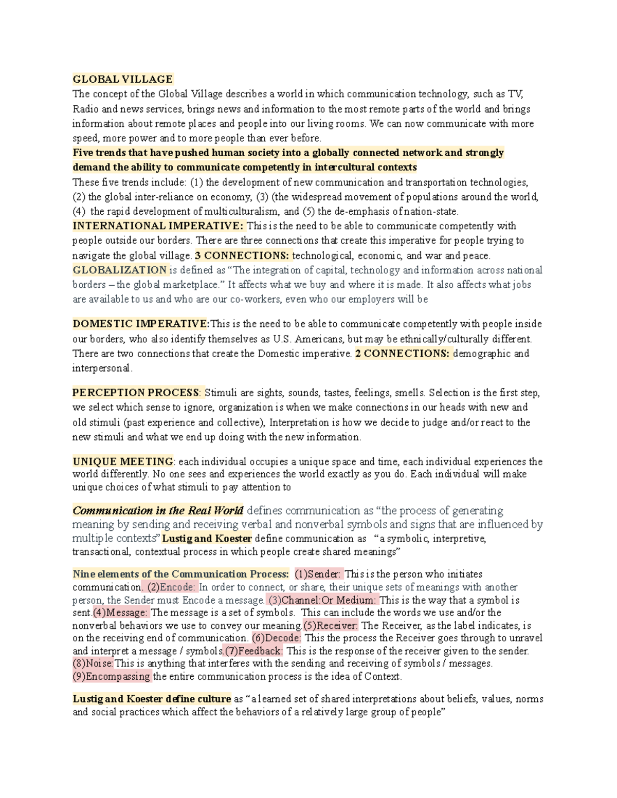 Communications Final Notes - GLOBAL VILLAGE The concept of the Global ...