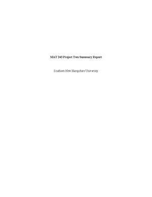 MAT 243 Project Two Summary Report Template - MAT 243 Project Two ...